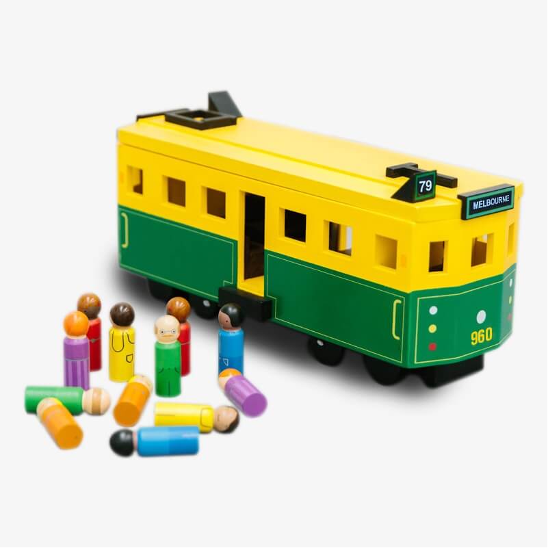 Iconic Melbourne Tram - Wooden Toy Play Set